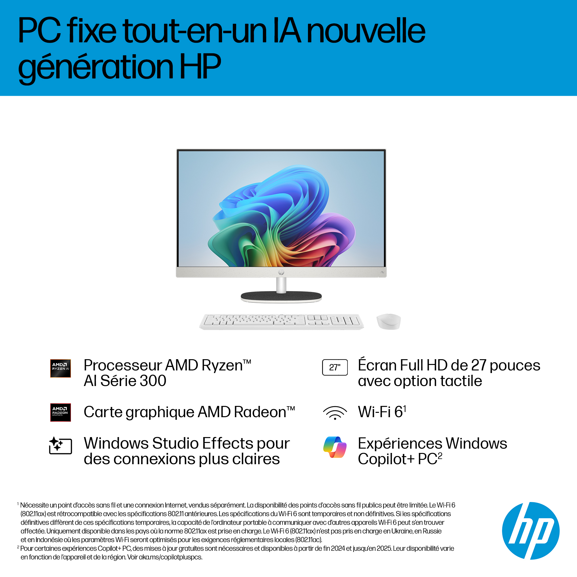 HP Next Gen AI 27-ct2003nf Copilot+ PC AMD Ryzen AI 7 350 68,6 cm (27) 1920 x 1080 pixels PC All ...