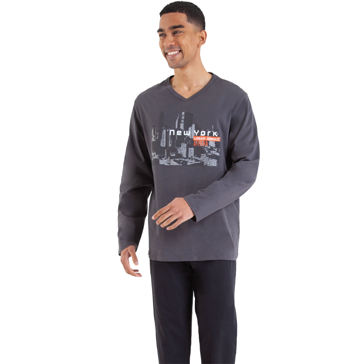ATHENA Pyjama long col V homme Nightwear Athena au meilleur prix | E ...
