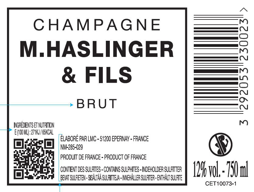 Champagne M. Haslinger & Fils - Brut - 75 cl au meilleur prix | E.Leclerc