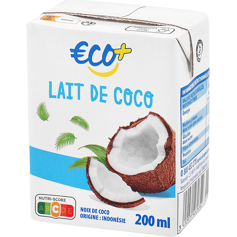 Lait de Coco - Brique 200ml - ECO + au meilleur prix | E.Leclerc