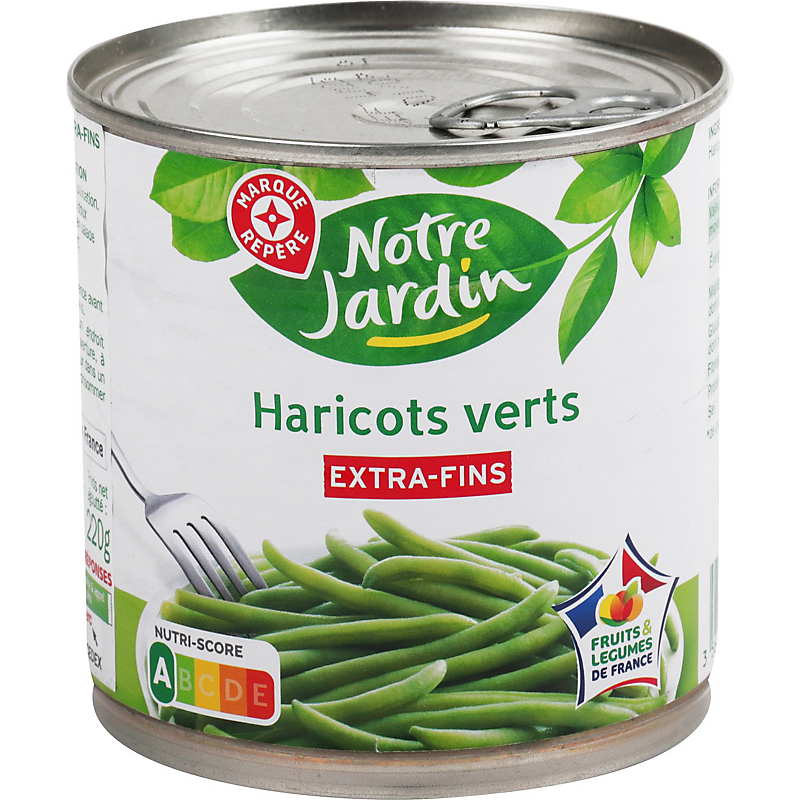 Haricots Verts Extra Fins-220G - NOTRE JARDIN au meilleur prix | E.Leclerc