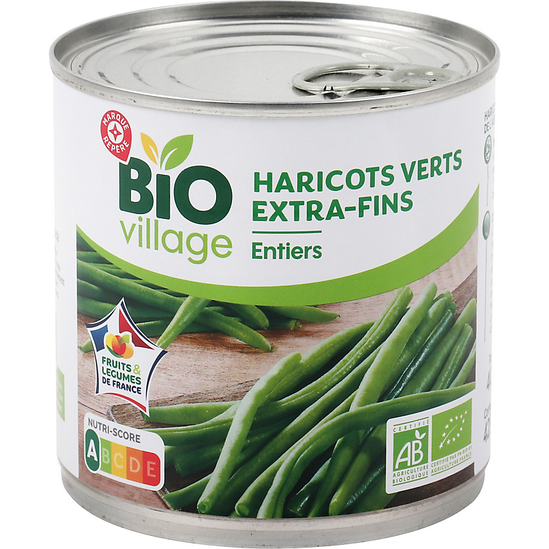 Haricots Verts Extra-Fins Entiers Bio-220G - BIO VILLAGE au meilleur ...