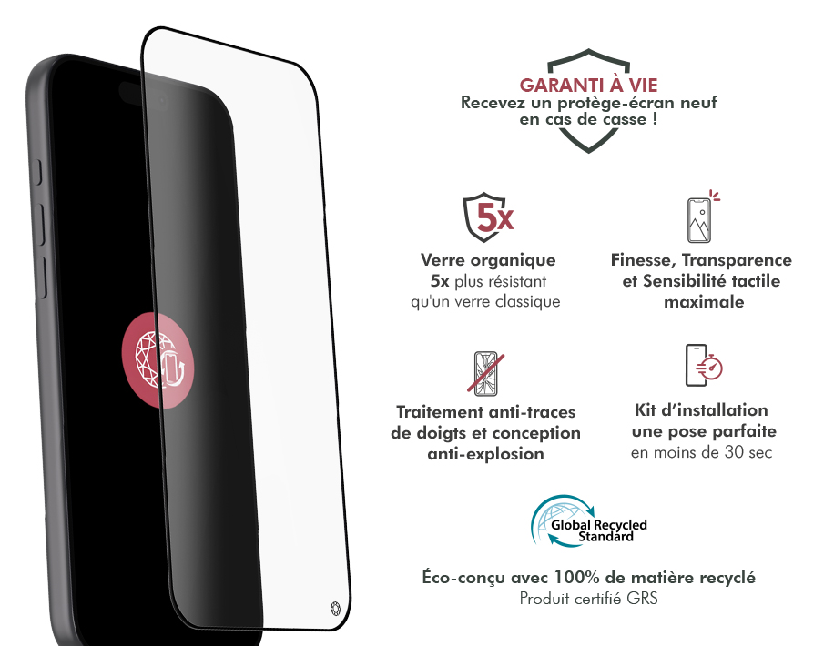 Protège écran pour iPhone 17 Pro Max Original 2.5D Verre organique ...