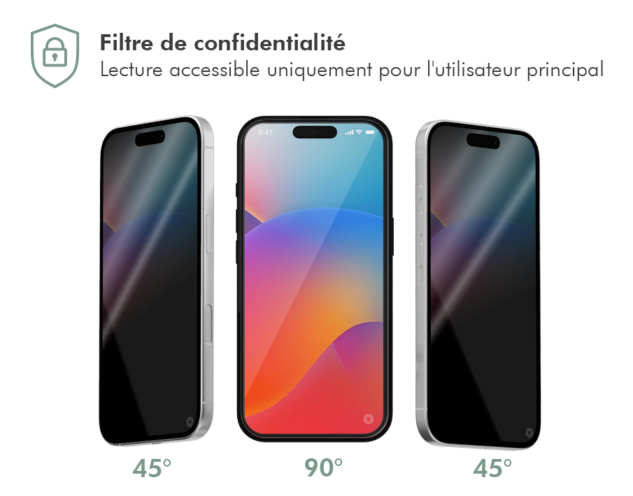 Protège écran pour iPhone 17 Pro Max Privé 2.5D Verre organique ...