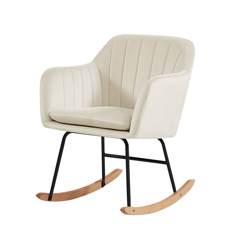 Fauteuil ELSA en velours crème rocking chair au meilleur prix | E.Leclerc
