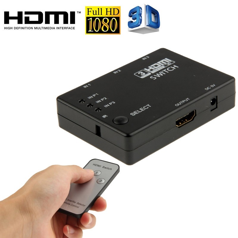 Switch HDMI Commutateur HDMI 3D 3x1 Full HD 1080P avec télécommande IR ...