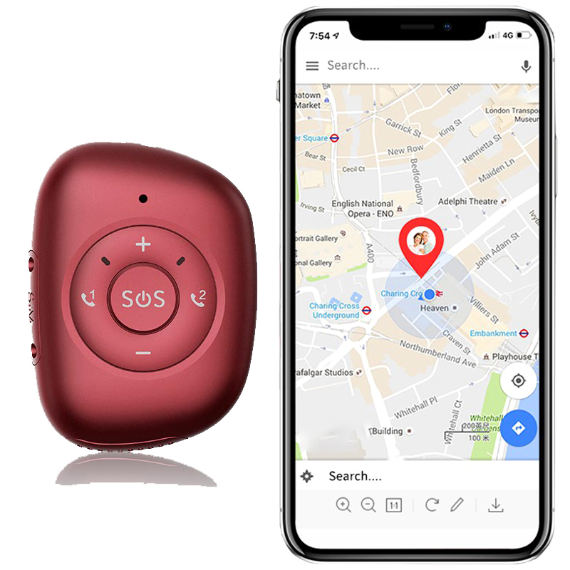 Traceur GPS 4G Pendentif Porte Clé Connecté Android iOs IP67 SOS Rouge ...