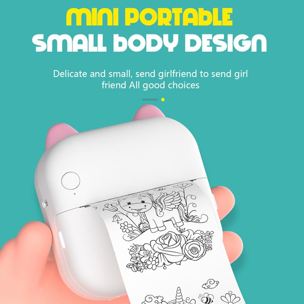 Mini Imprimante Portable Bluetooth Rose Haute Définition Avec Papier ...