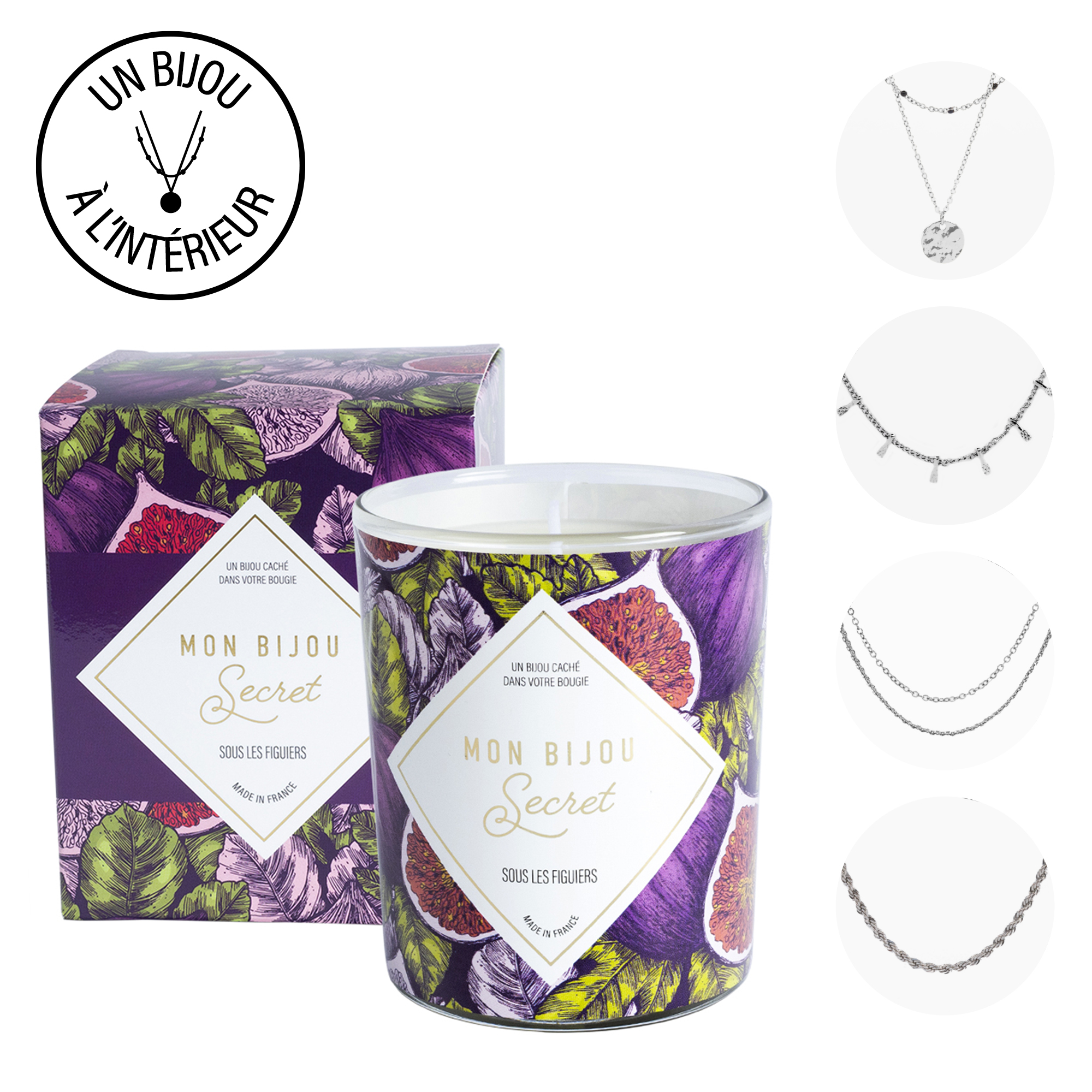 Bougie Bijou Figue collier argenté au meilleur prix | E.Leclerc