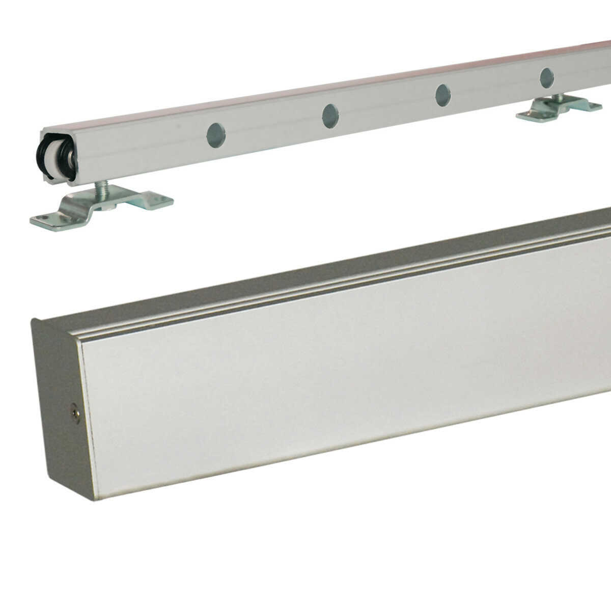 Porte Coulissante Ayous 3 Panneaux Gris Ral 7035 H204 X L73 + Rail Alu ...