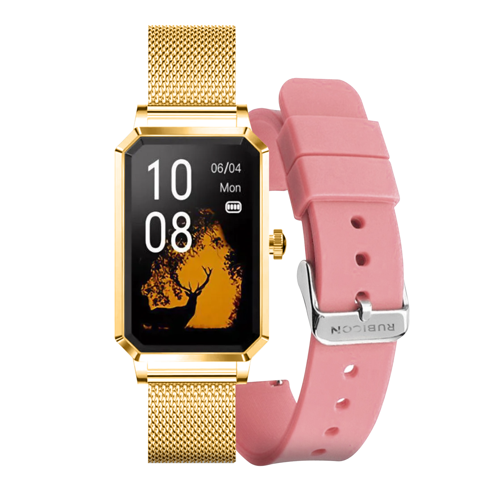 Montre Connectée Femme Rubicon, Bracelet en Maille Milanaise Dorée au ...