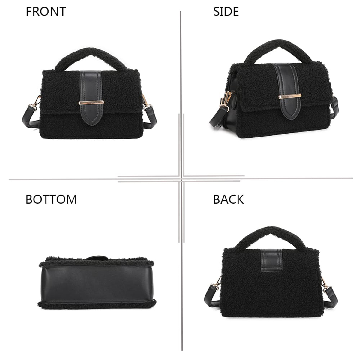 Gallantry Sac Bandoulière pour Femme Peluche avec Poignée Rembourrée et ...