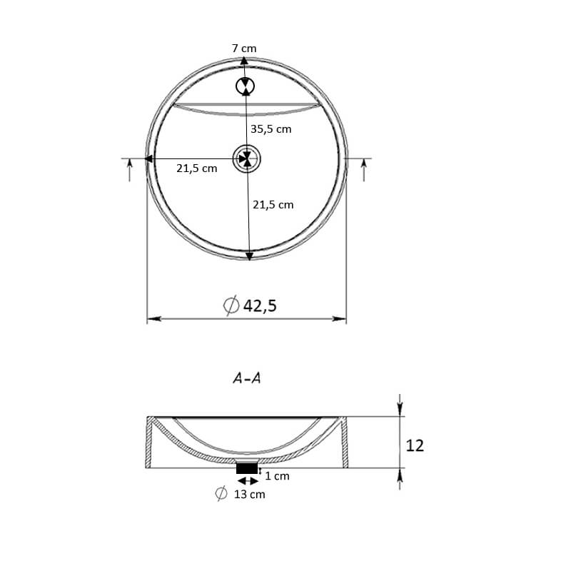 Vasque Semi-Encastrée - 42,5 cm - en Solid surface - Beige Rosé ...