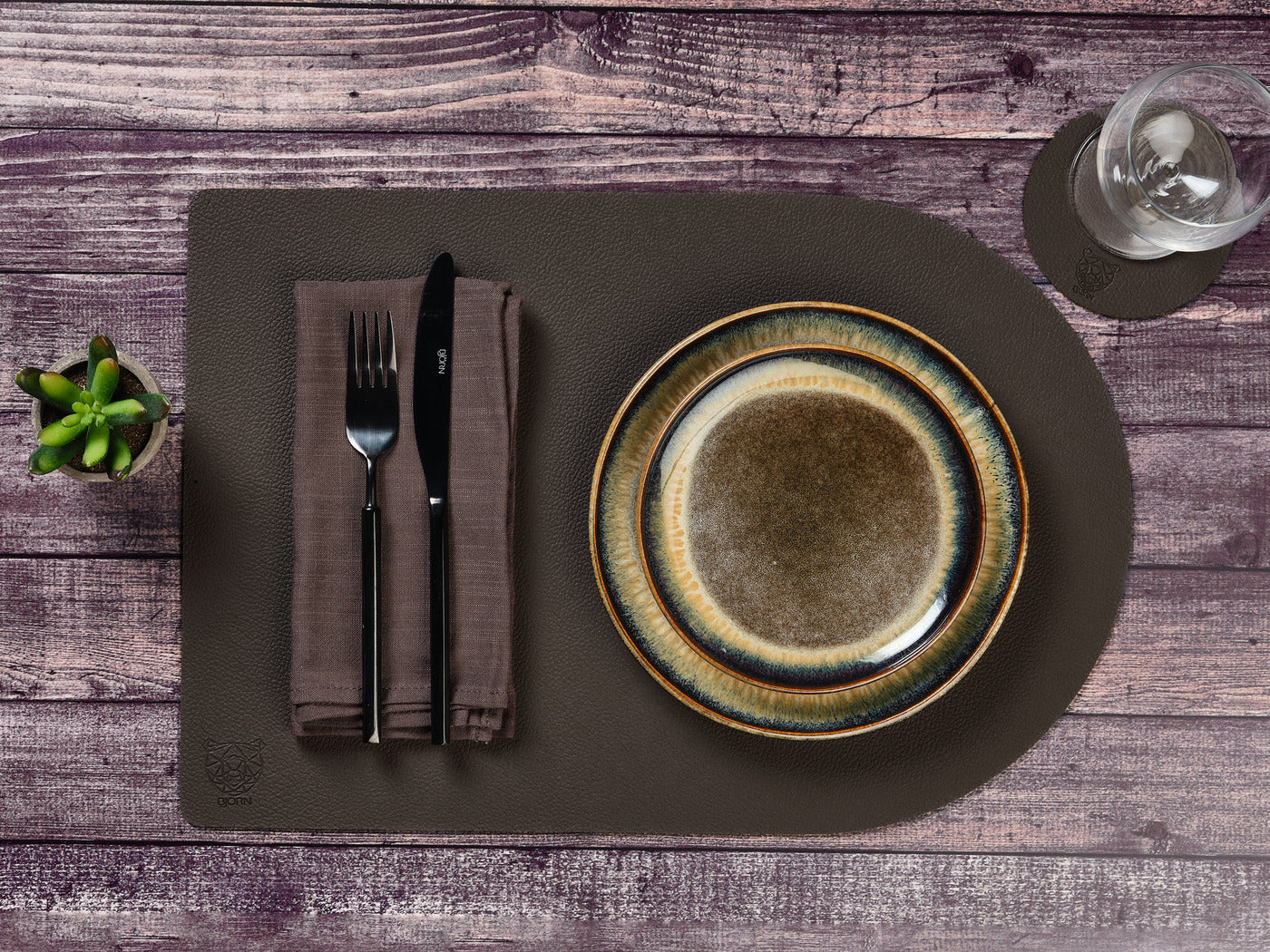 Lot de 6 sets de table en fibres de cuir broyées et recyclées ...