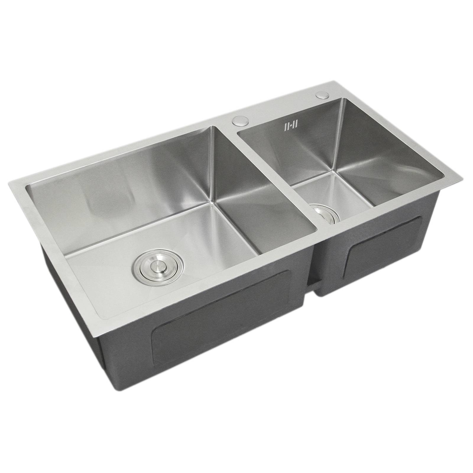 Evier Double Cuisne Inox Carré Finition Satiné Commercial 2 Cuve ...