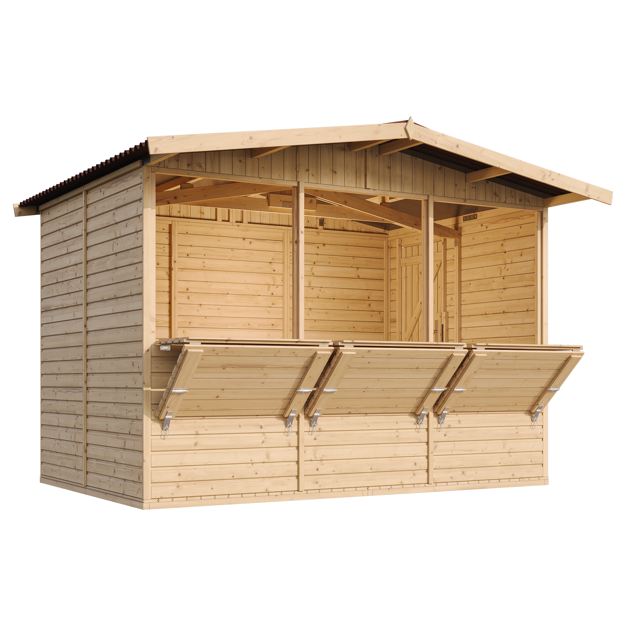 Grand stand de vendeur avec comptoir - 6m2 / H232x336x263 cm, TIMBELA ...