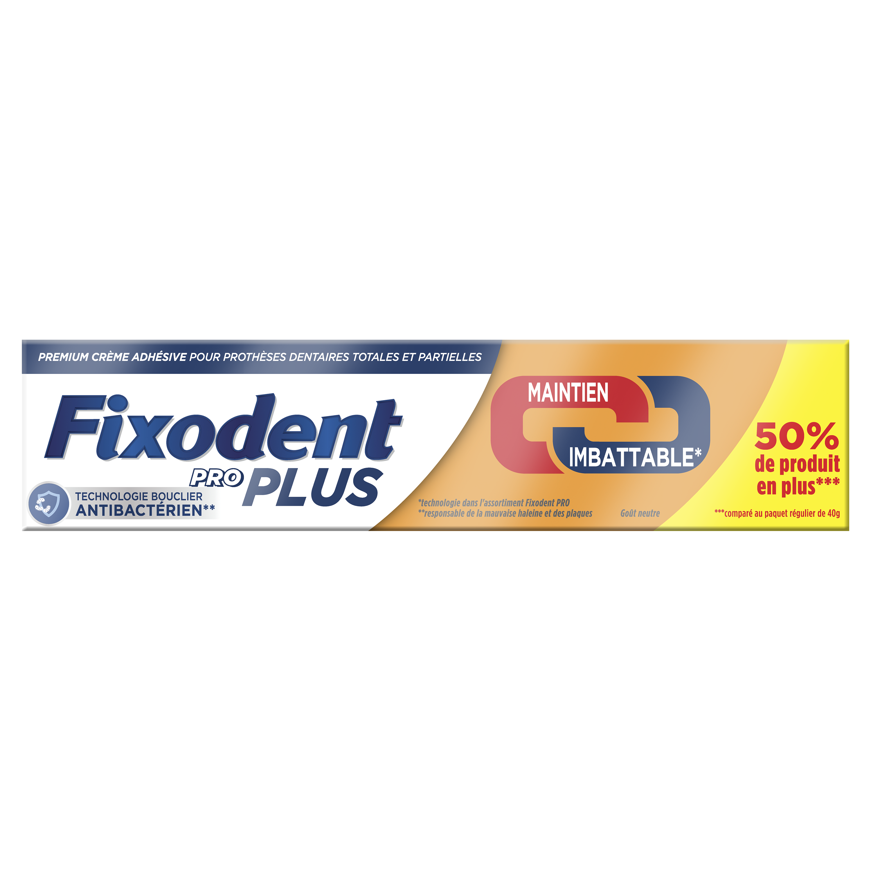 Fixodent Pro Plus Premium Crème Adhésive Pour Prothèses Dentaires 60g ...