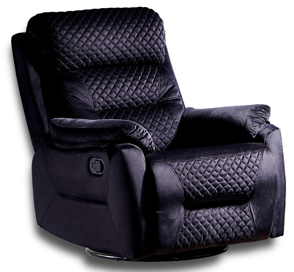 Fauteuil inclinable à mécanisme manuel tissu noir matelassé Keva 80 cm ...