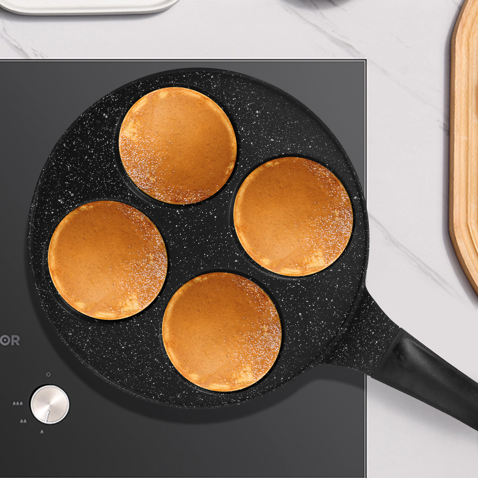Cheffinger Poêle à Pancake 26 cm pour 4 Personnes Revêtu en Marbre avec ...