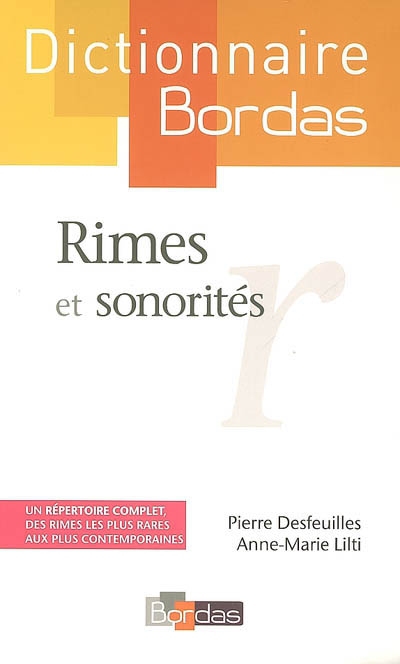 DICTIONNAIRE BORDAS DES RIMES ET SONORITES (Relié) au meilleur prix | E ...
