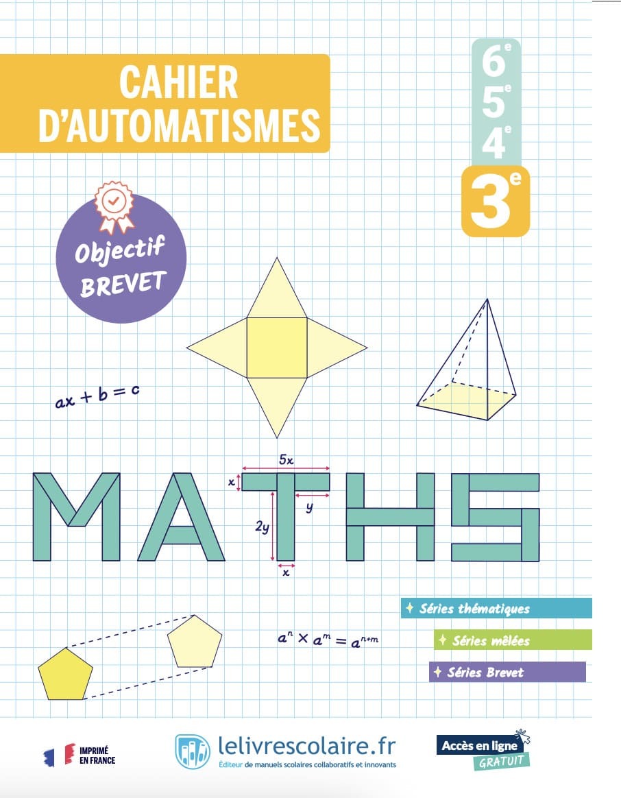 Mathématiques 3e 2026 - cahier d'automatismes (Broché) au meilleur prix ...